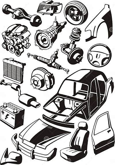 Car parts stock vector. Illustration of trim, gear, body - 34506045