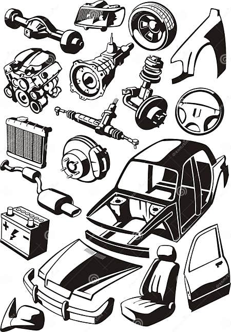 Car parts stock vector. Illustration of trim, gear, body - 34506045
