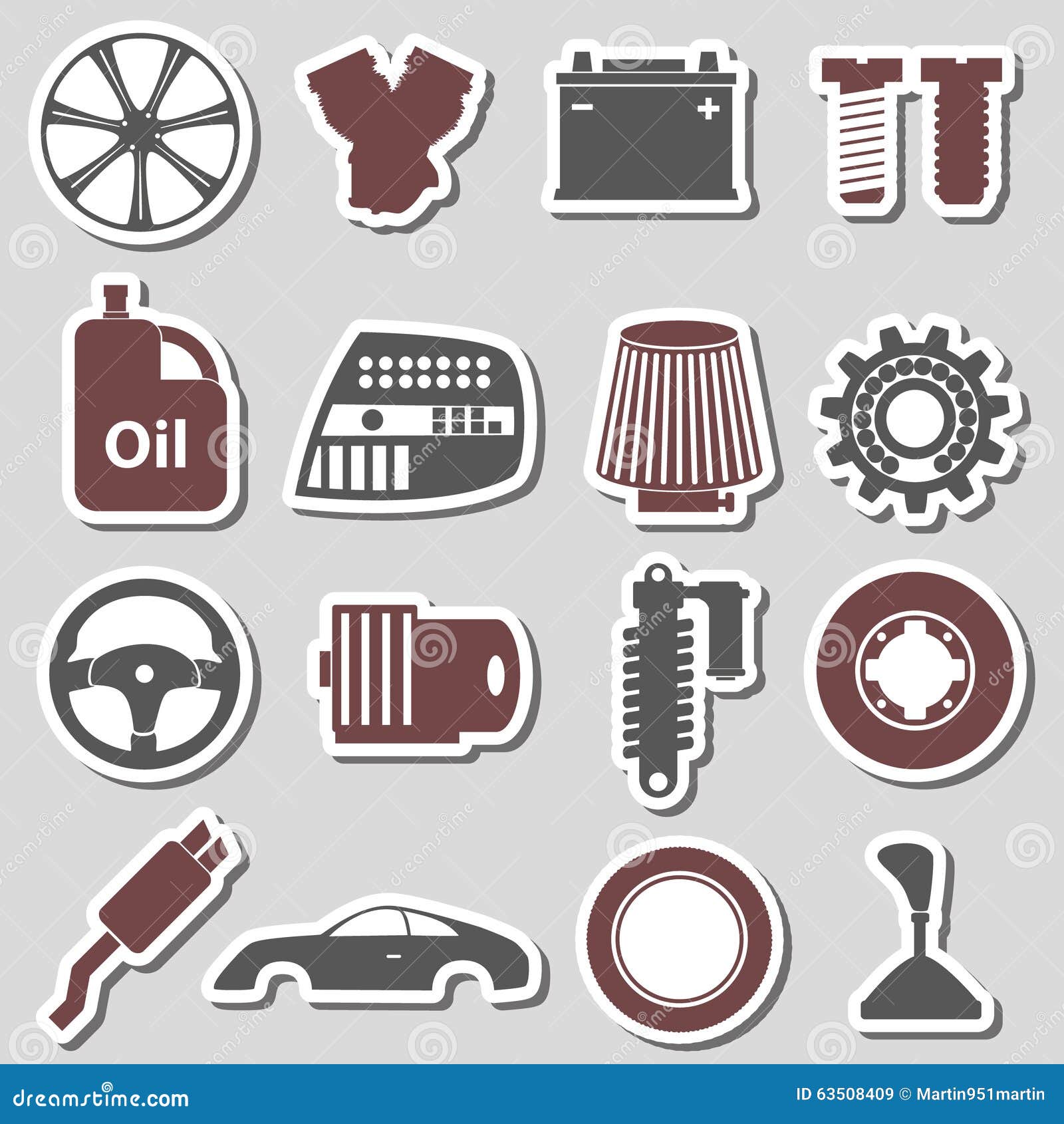 Car Parts Store Simple Stickers Set Eps10 Stock Vector - Illustration ...