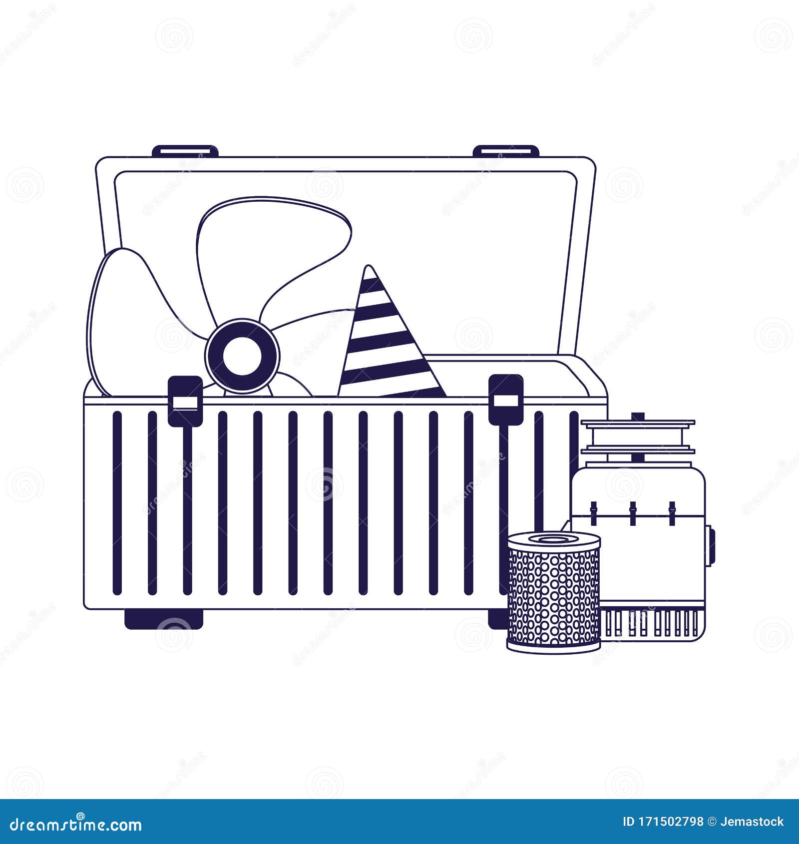 Car Parts in a Tools Box Icon Stock Vector - Illustration of motor ...