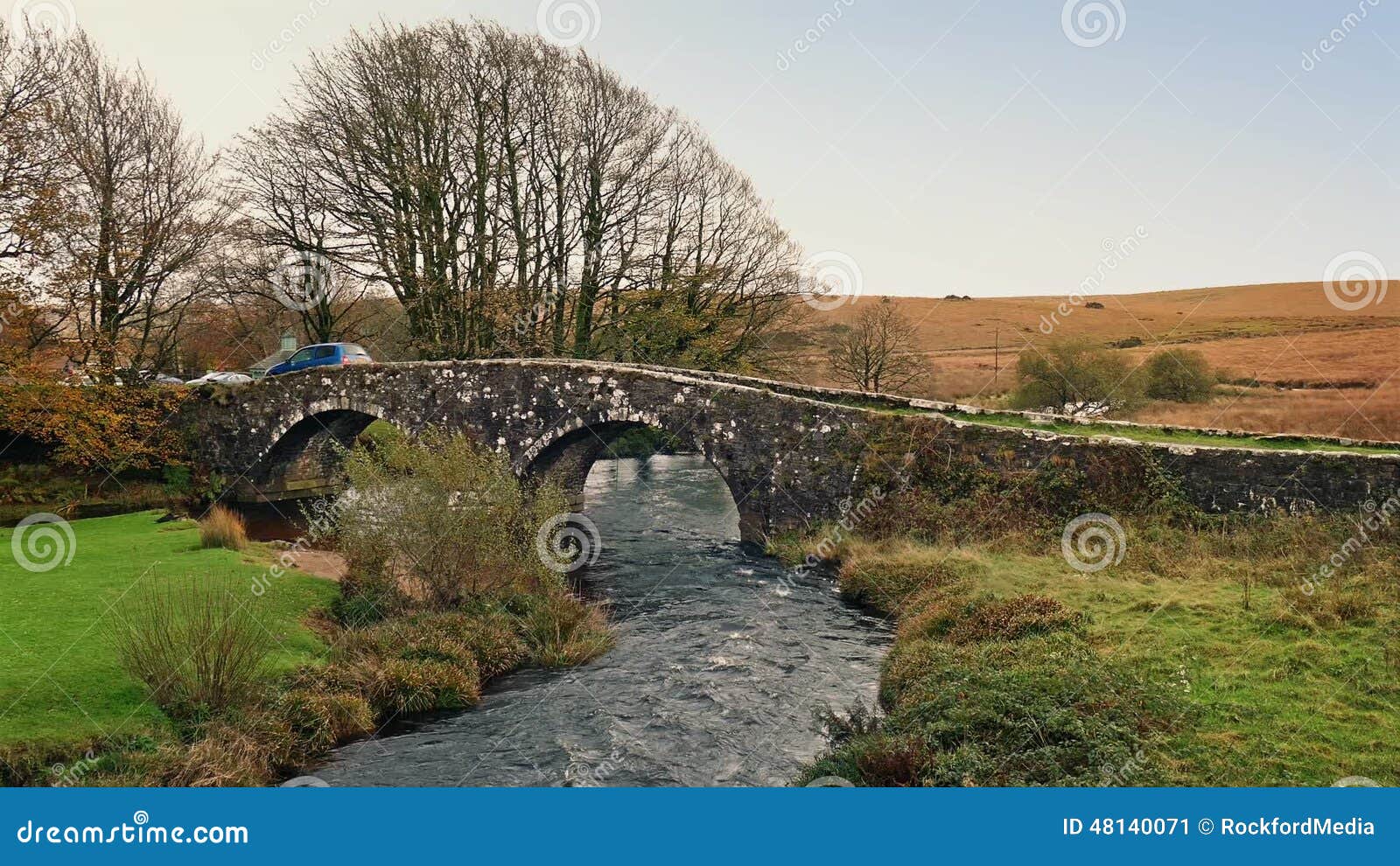 Car Passes Over Old Stone Bridge Stock Video - Video of rural, crosses ...