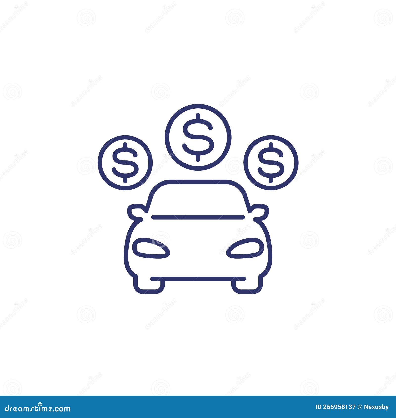 Car Payments Line Icon on White Stock Vector - Illustration of auto ...