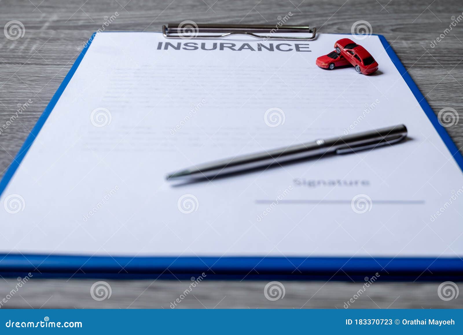 Car and Pen on Insurance Documents. Car Insurance Concept Stock Image ...