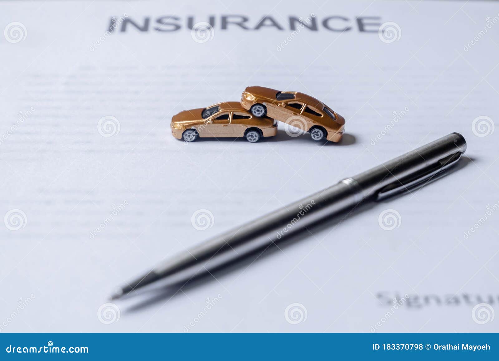 Car and Pen on Insurance Documents. Car Insurance Concept Stock Photo ...