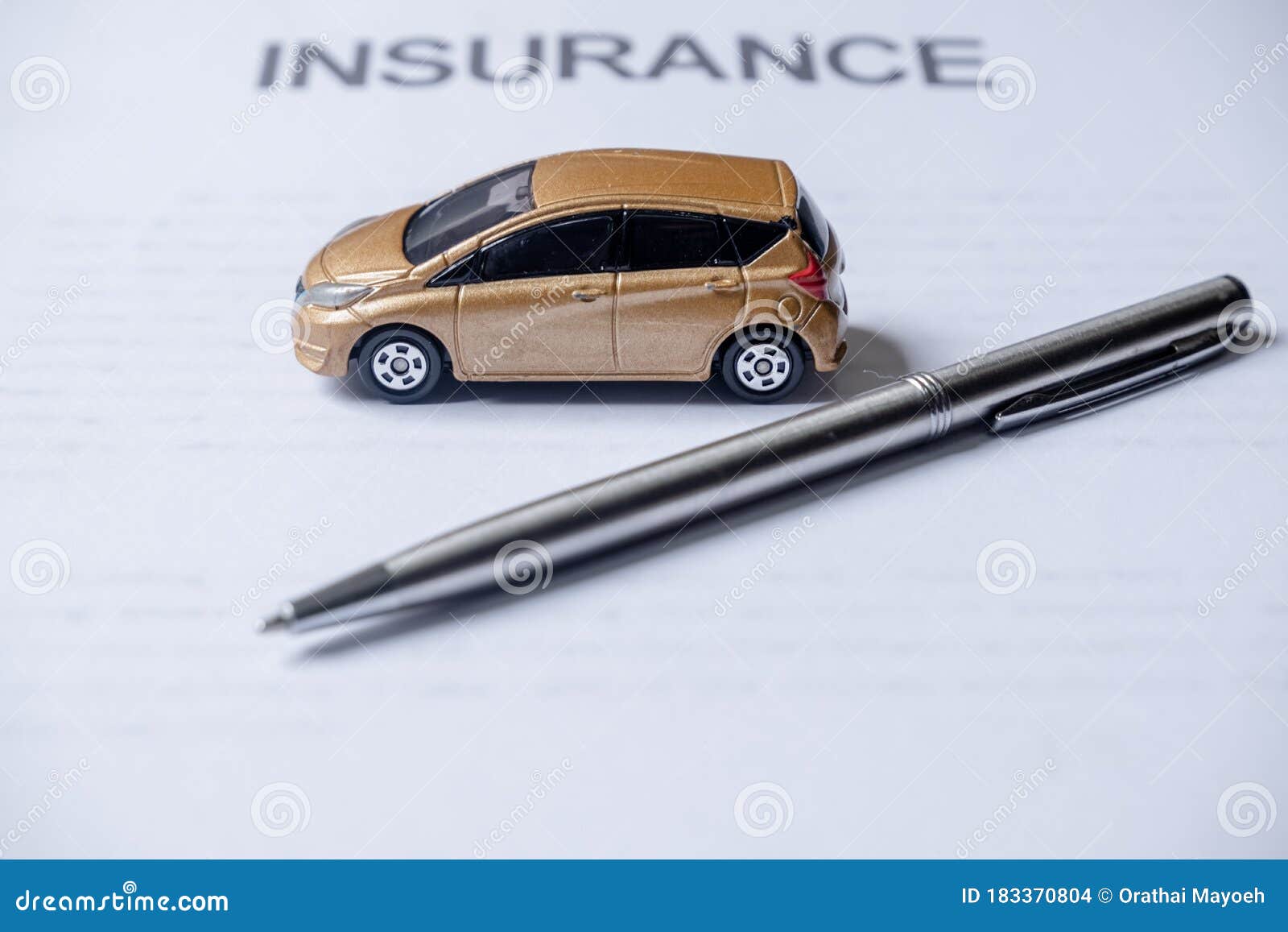 Car and Pen on Insurance Documents. Car Insurance Concept Stock Photo ...