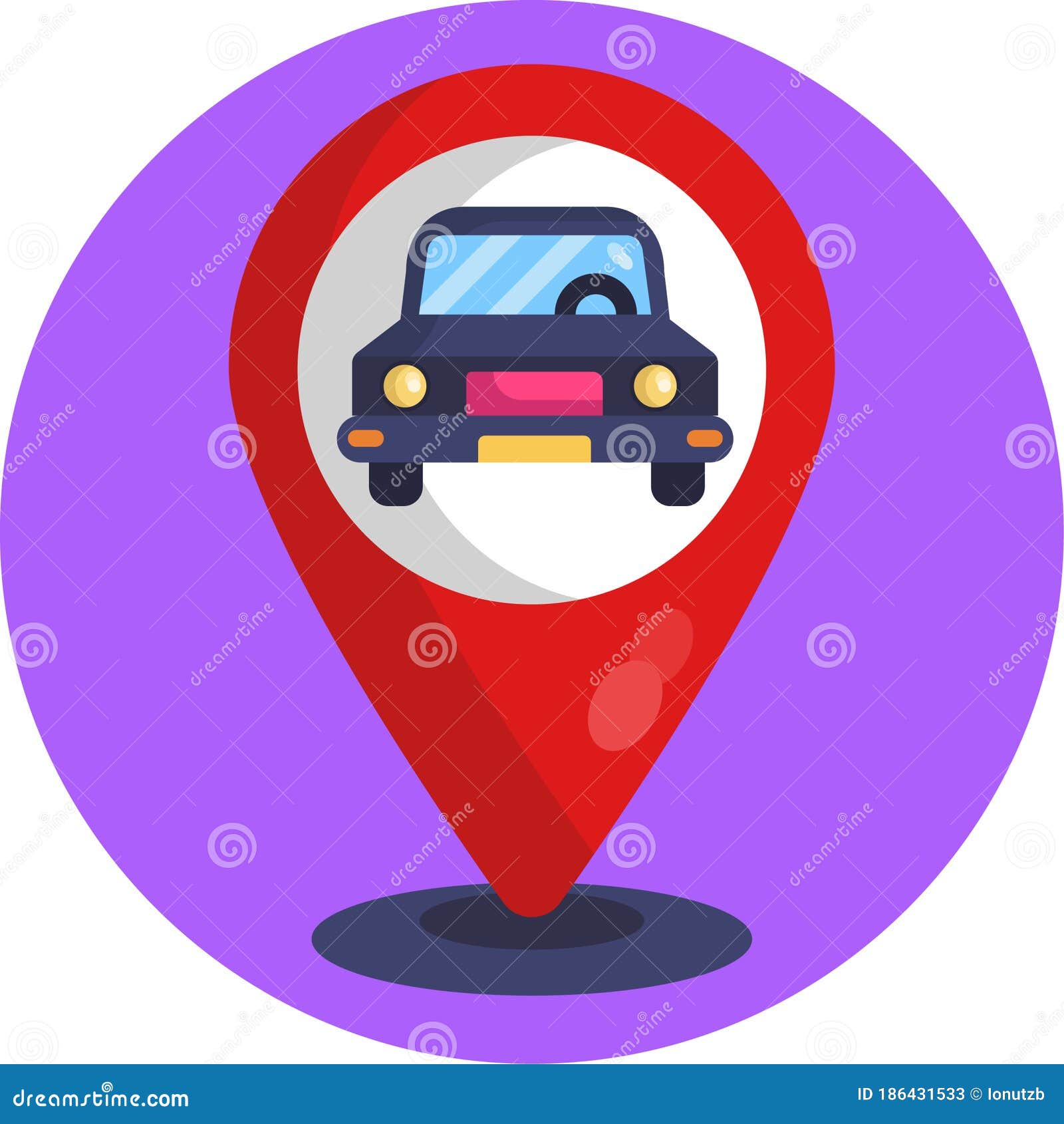 Car pin location map stock vector. Illustration of icon - 186431533