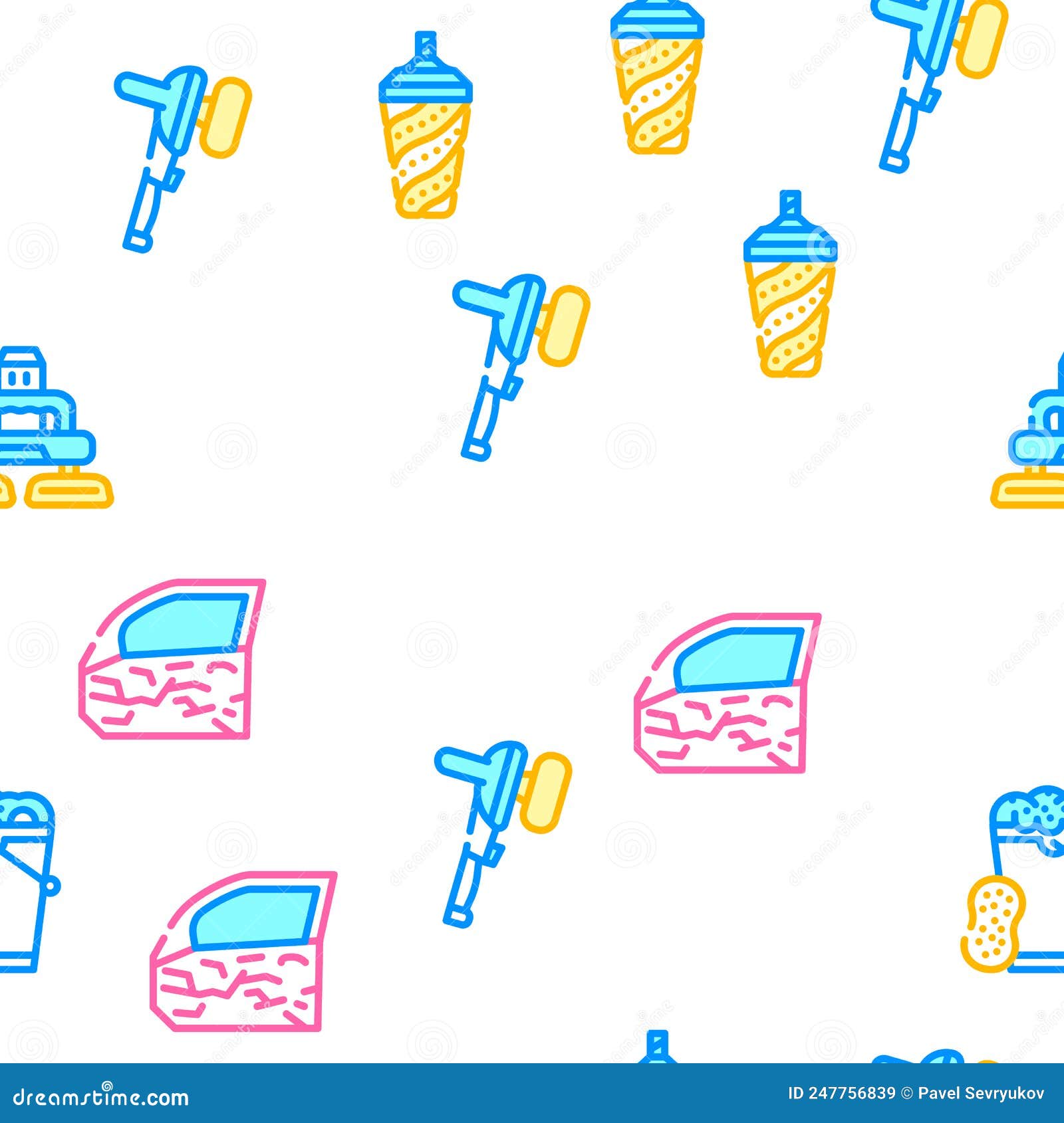 Car Polishing Tool Vector Seamless Pattern Stock Vector - Illustration ...