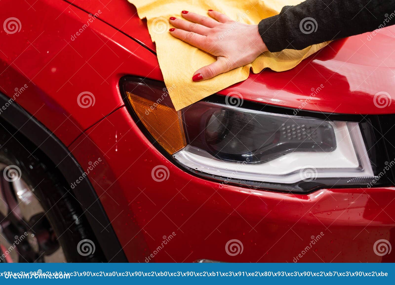 Car Polishing with Yellow Microfiber Cloth. Protection of Paintwork ...