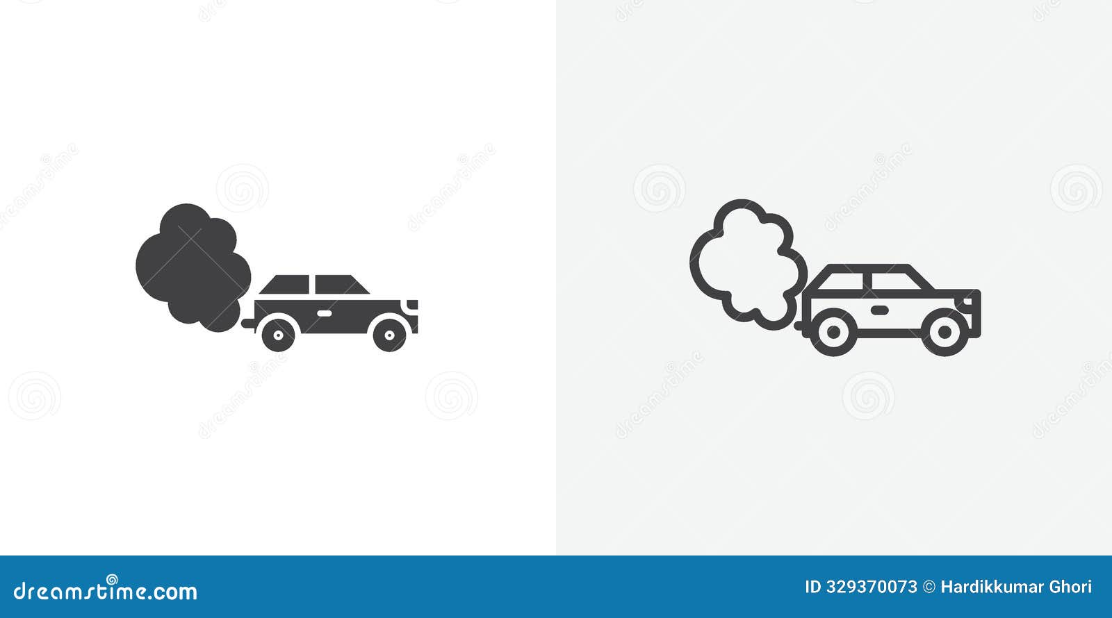 Car Pollution Thin Line Icon Set Stock Vector - Illustration of fume ...