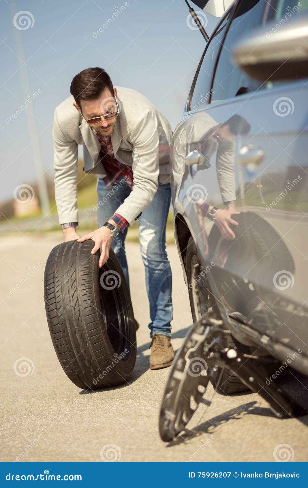 Car problems stock image. Image of males, roadside, vehicle - 75926207
