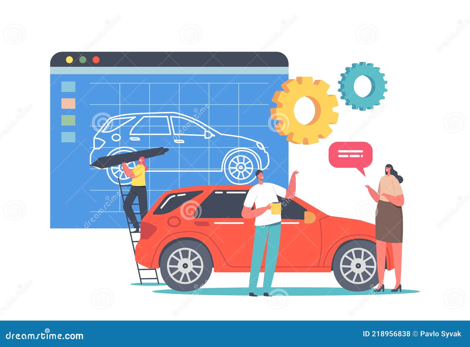 Car Prototyping Process, Transportation Prototype Creation. Tiny ...