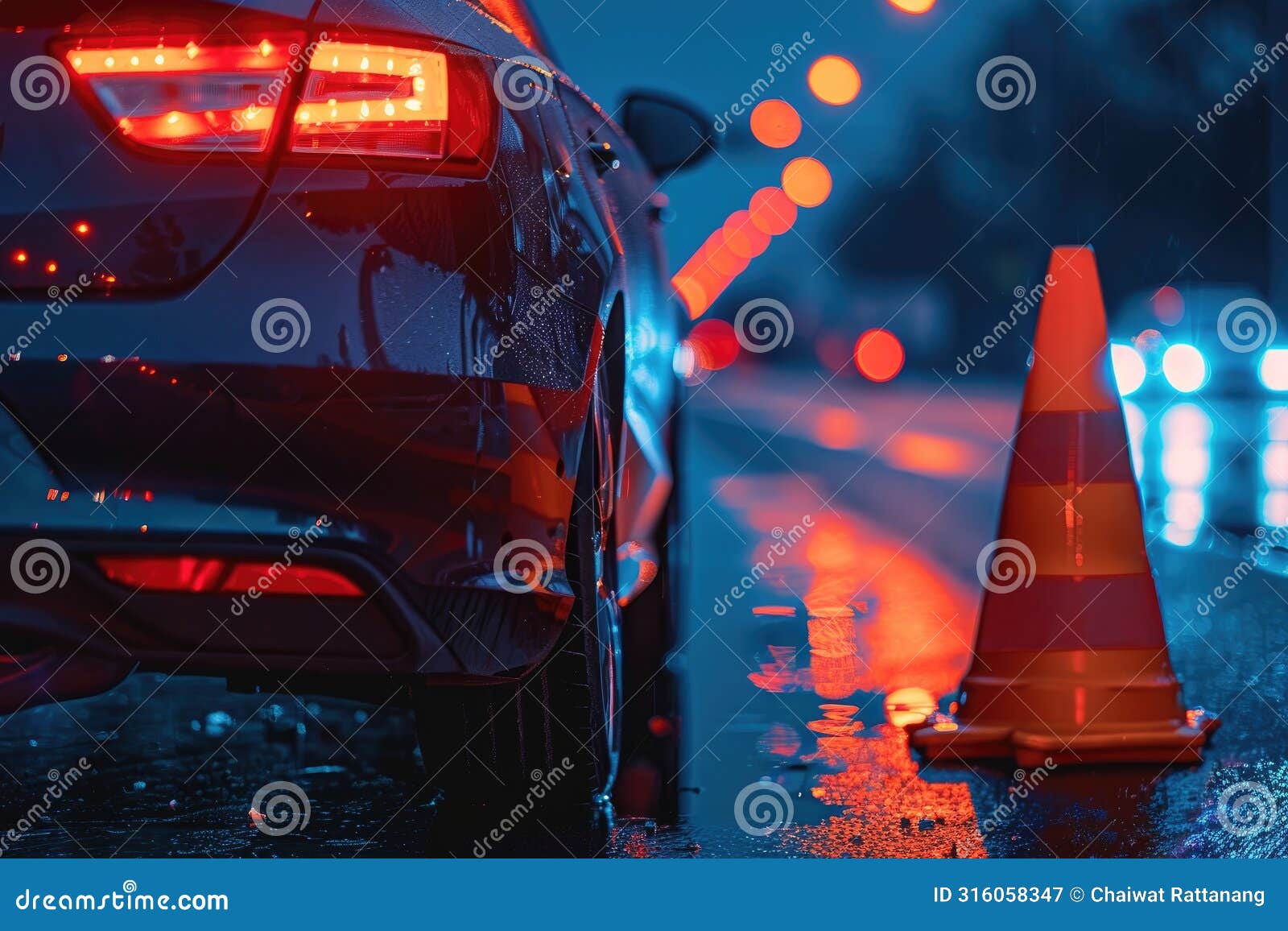 A Car Pulled Over on the Side of the Road with Its Hazard Lights ...