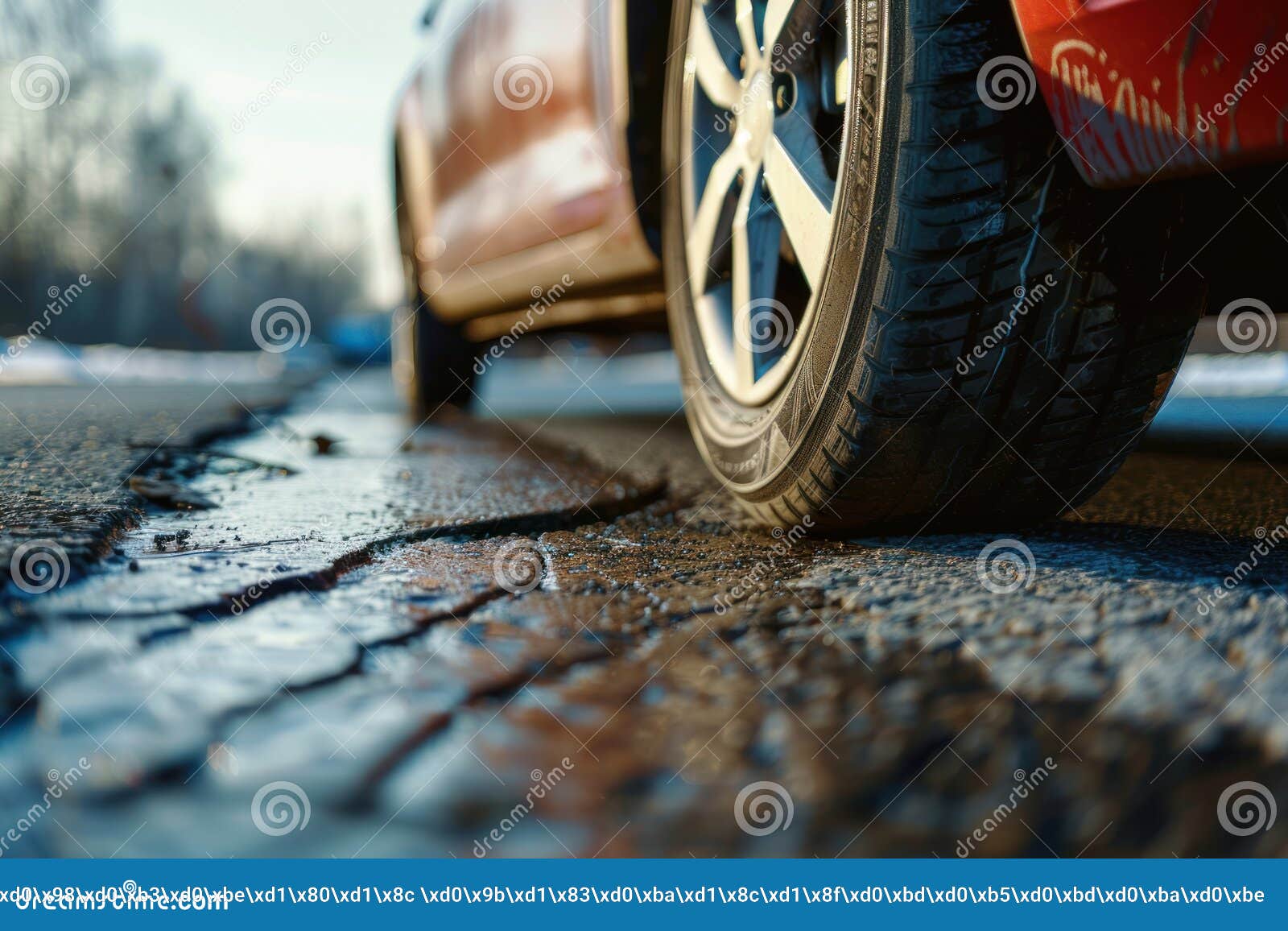 A Car Punctured Wheel Rattling on the Road Stock Illustration ...