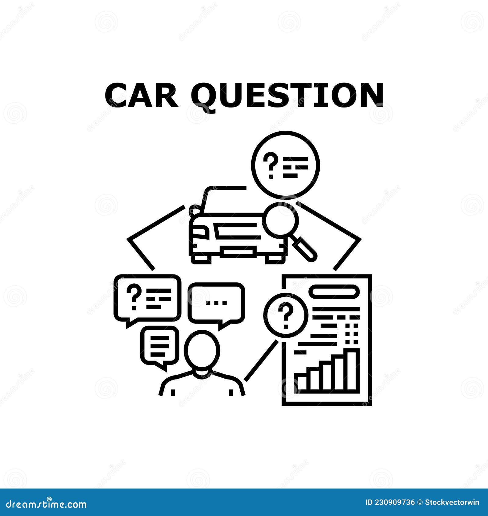 Car Question Vector Concept Black Illustration Stock Vector ...