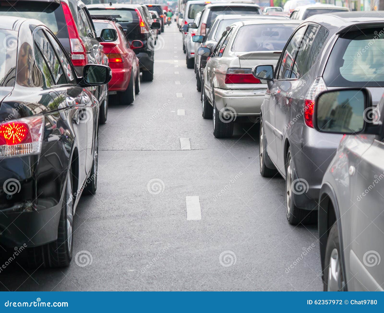 Car Queue in the Bad Traffic Road Stock Photo - Image of congestion ...