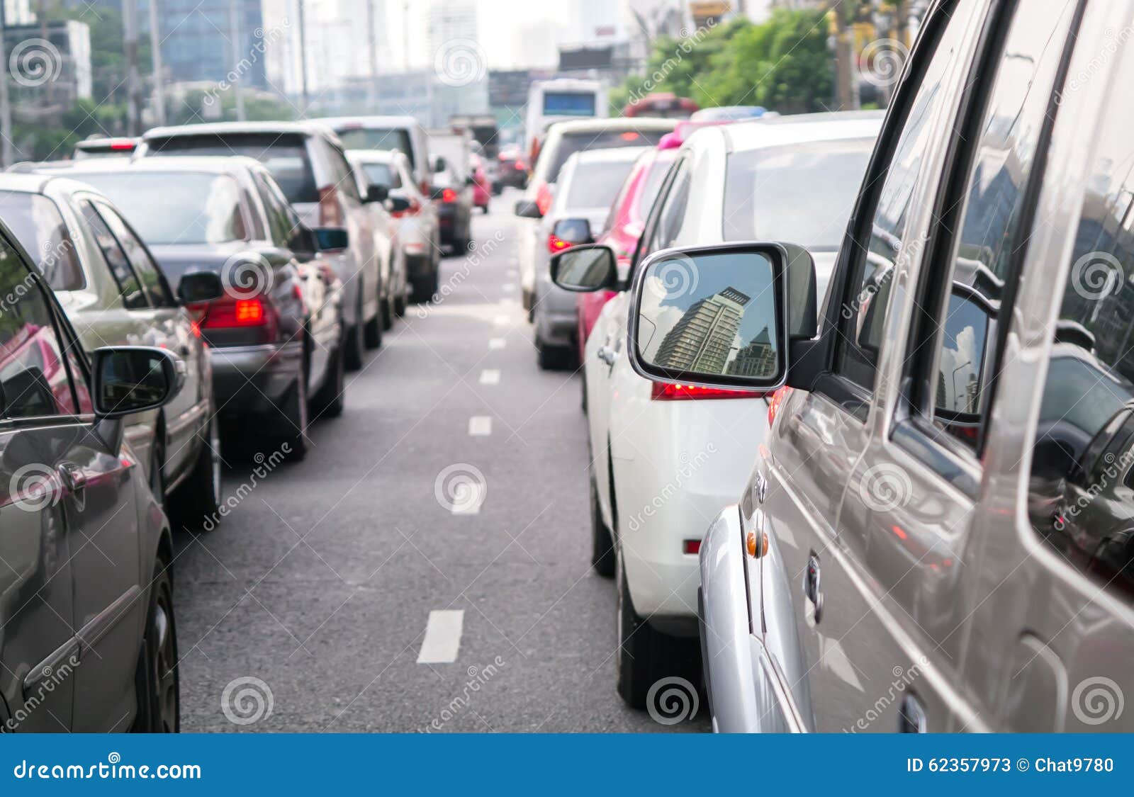 Car Queue In The Bad Traffic Road Stock Photo - Image: 62357973