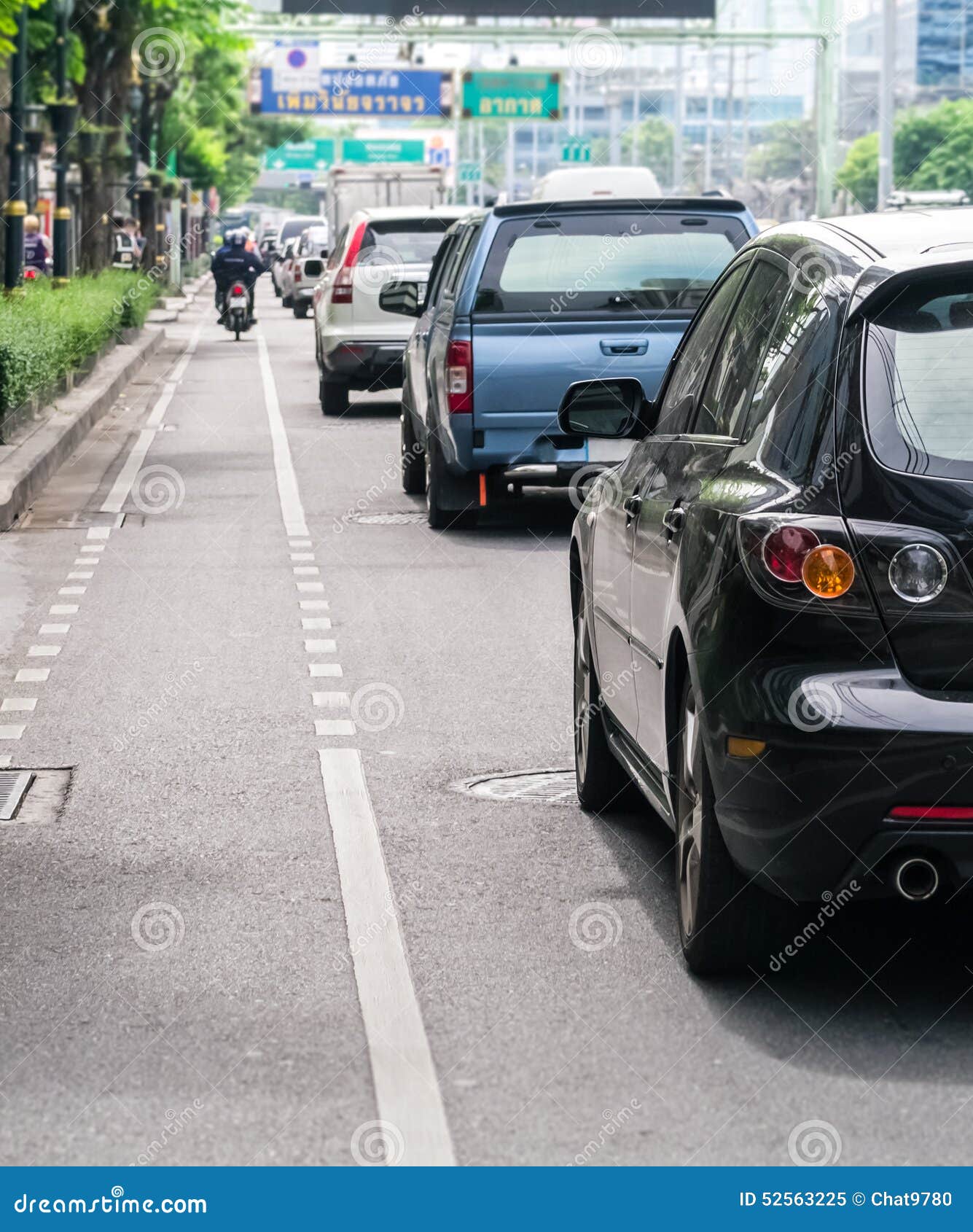 Car Queue in the Bad Traffic Road Stock Image - Image of street, queue ...