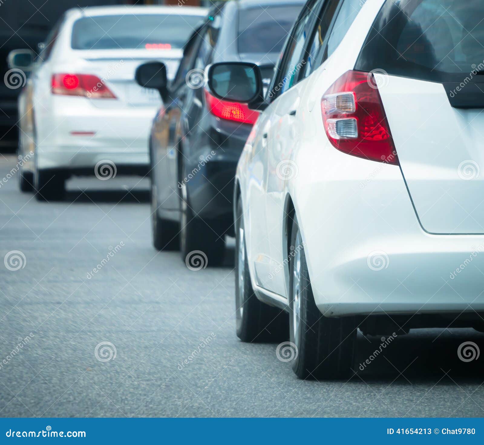 Car Queue in the Bad Traffic Road Stock Image - Image of road, waiting ...