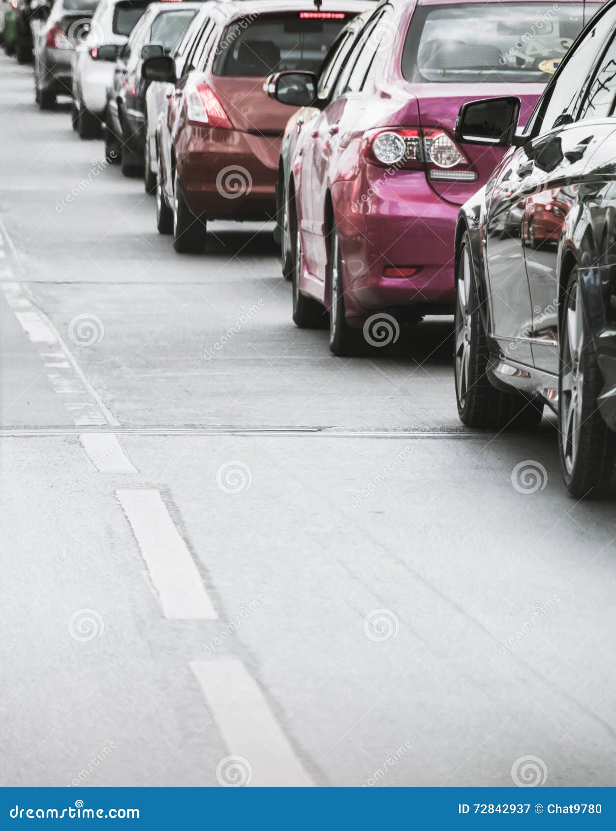 Car Queue in the Bad Traffic Road Stock Image - Image of stress, street ...