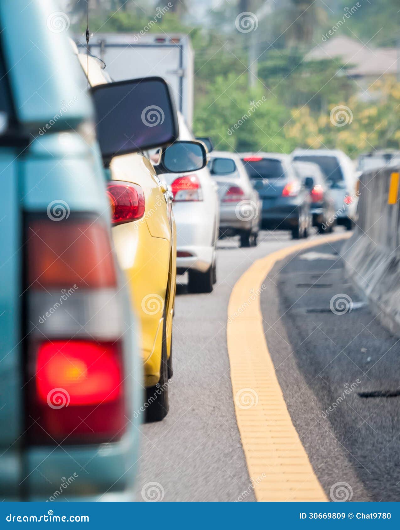 Car Queue in the Bad Traffic Road Stock Image - Image of rush ...