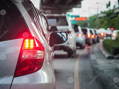 Car Queue in the Bad Traffic Road Stock Image - Image of lane, street ...