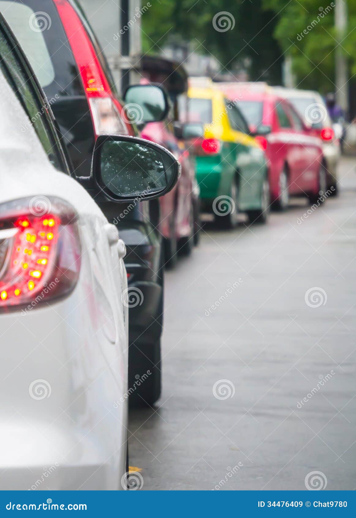 Car Queue in the Bad Traffic Road Stock Image - Image of lane, waiting ...