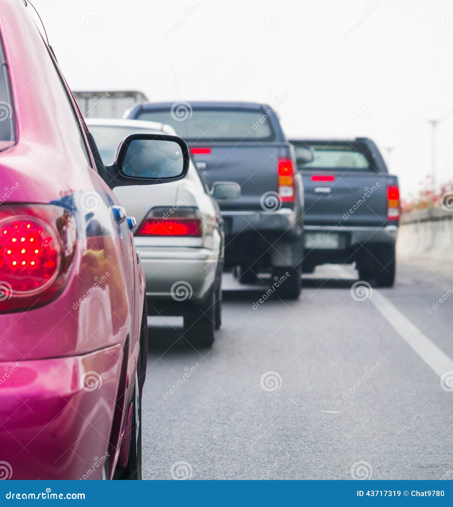 Car Queue in the Bad Traffic Road Stock Image - Image of transportation ...