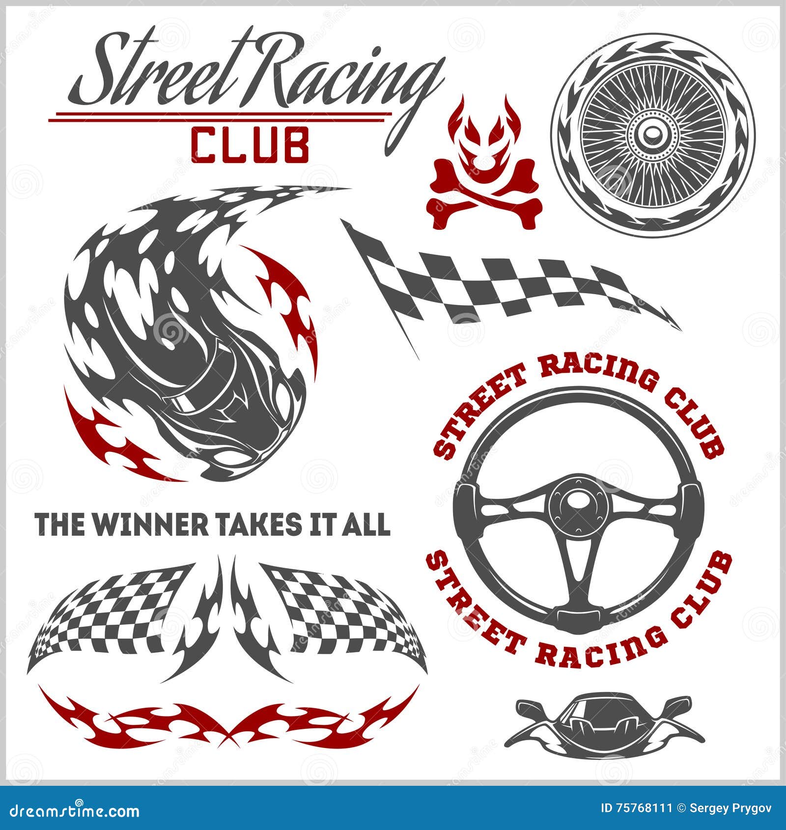 Car Racing Badges and Elements. Graphic Design for T-shirt. Stock ...