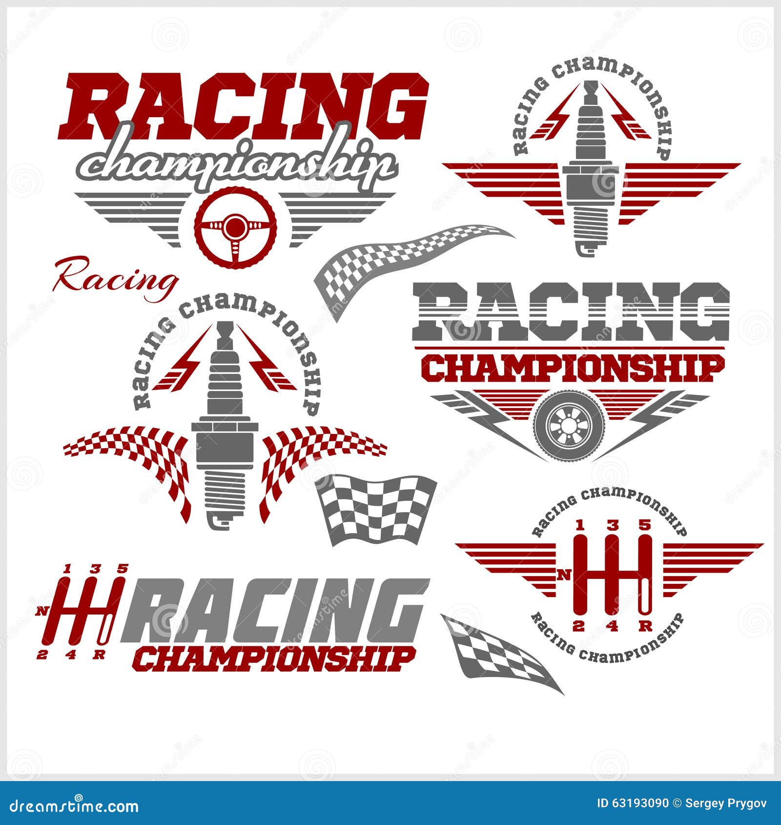 Set Of Car Racing Emblems And Championship Race Vector Badges ...