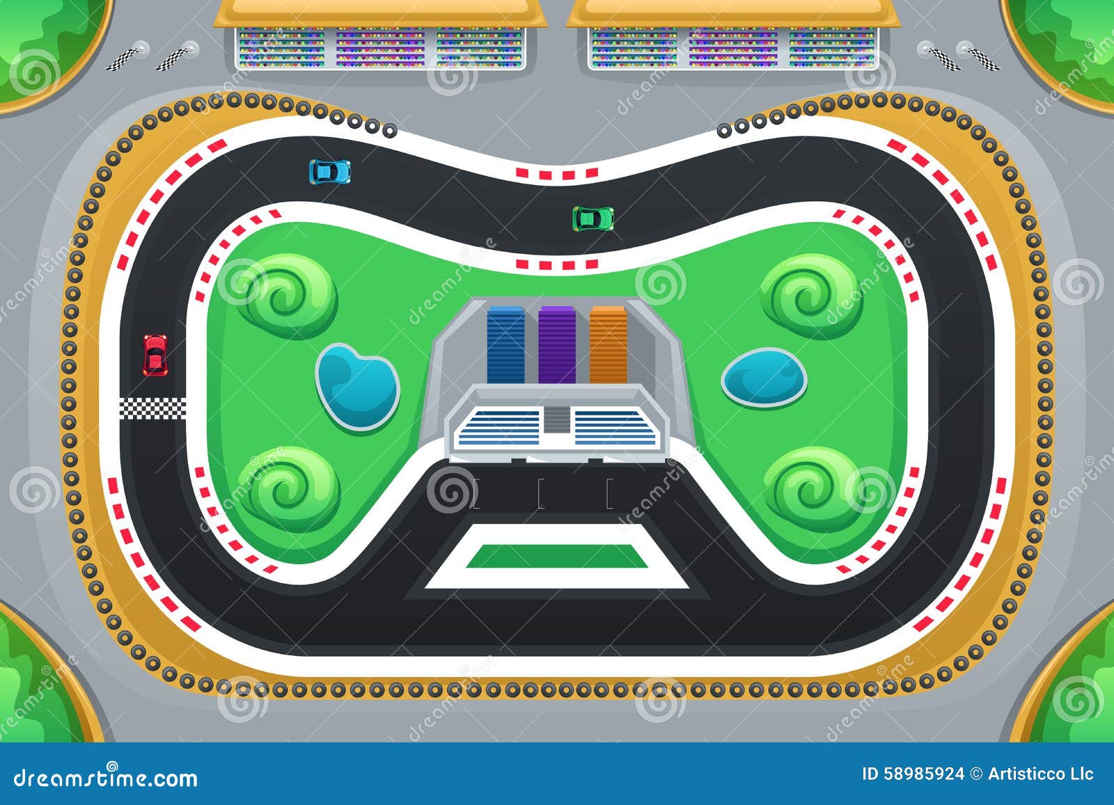 Car Racing Game Viewed from Above Stock Vector - Illustration of ...