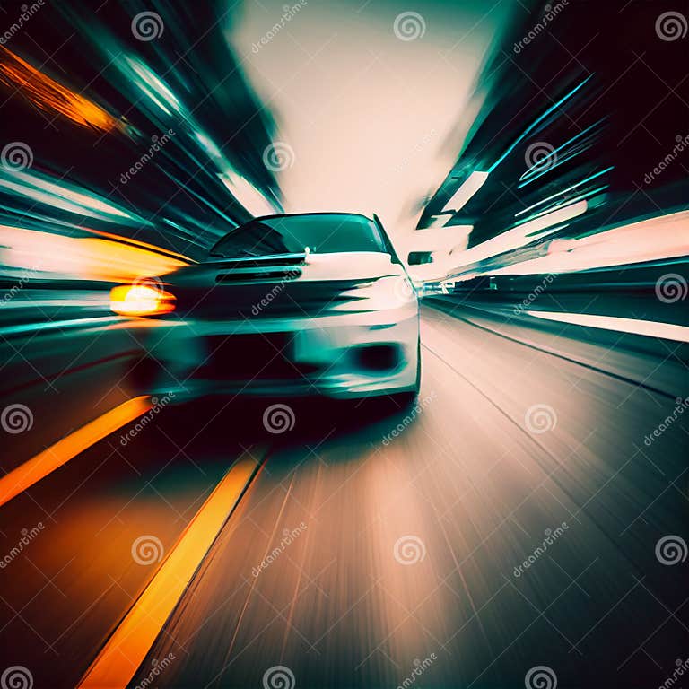Car Racing at High Speed, Blurred Background - AI Generated Image Stock ...