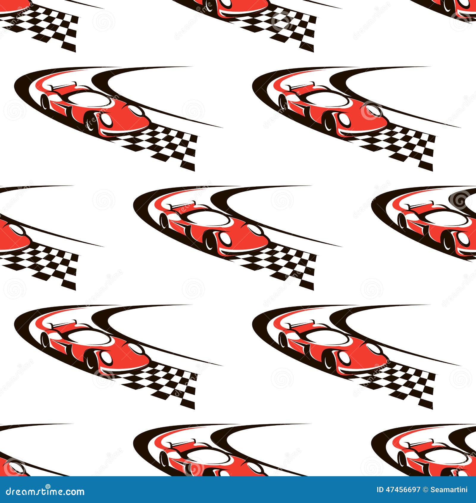 Car Racing Seamless Pattern Stock Vector - Illustration of design, flag ...