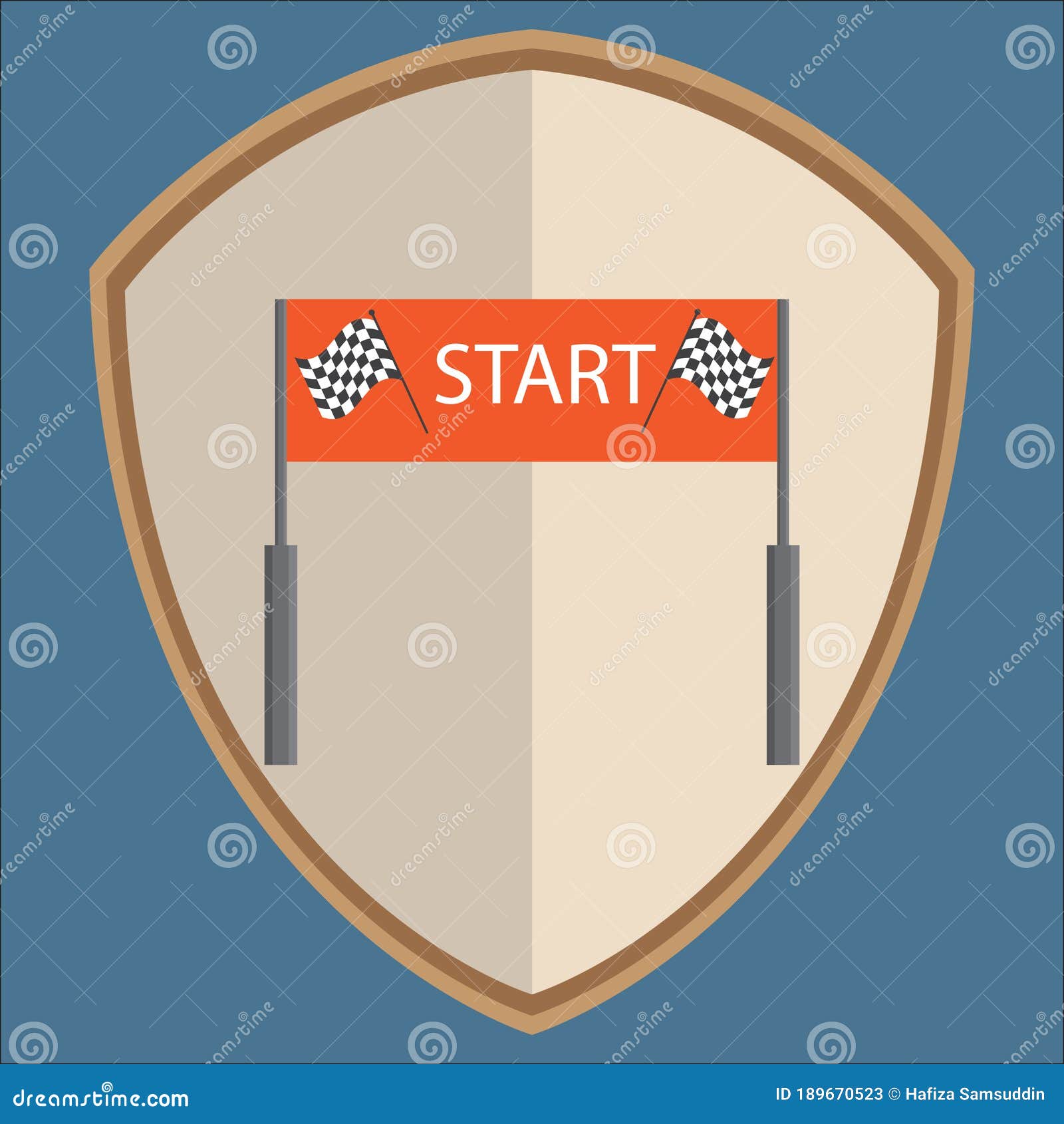Car Racing Starting Line on Shield. Vector Illustration Decorative ...