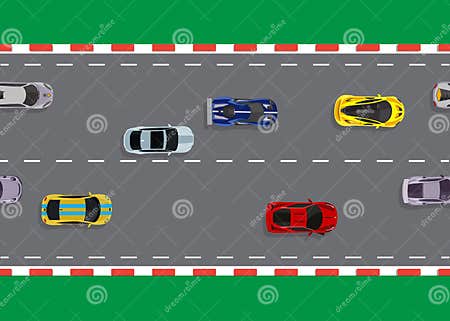 Car Racing Top View Background Vector Illustration Editorial Stock ...