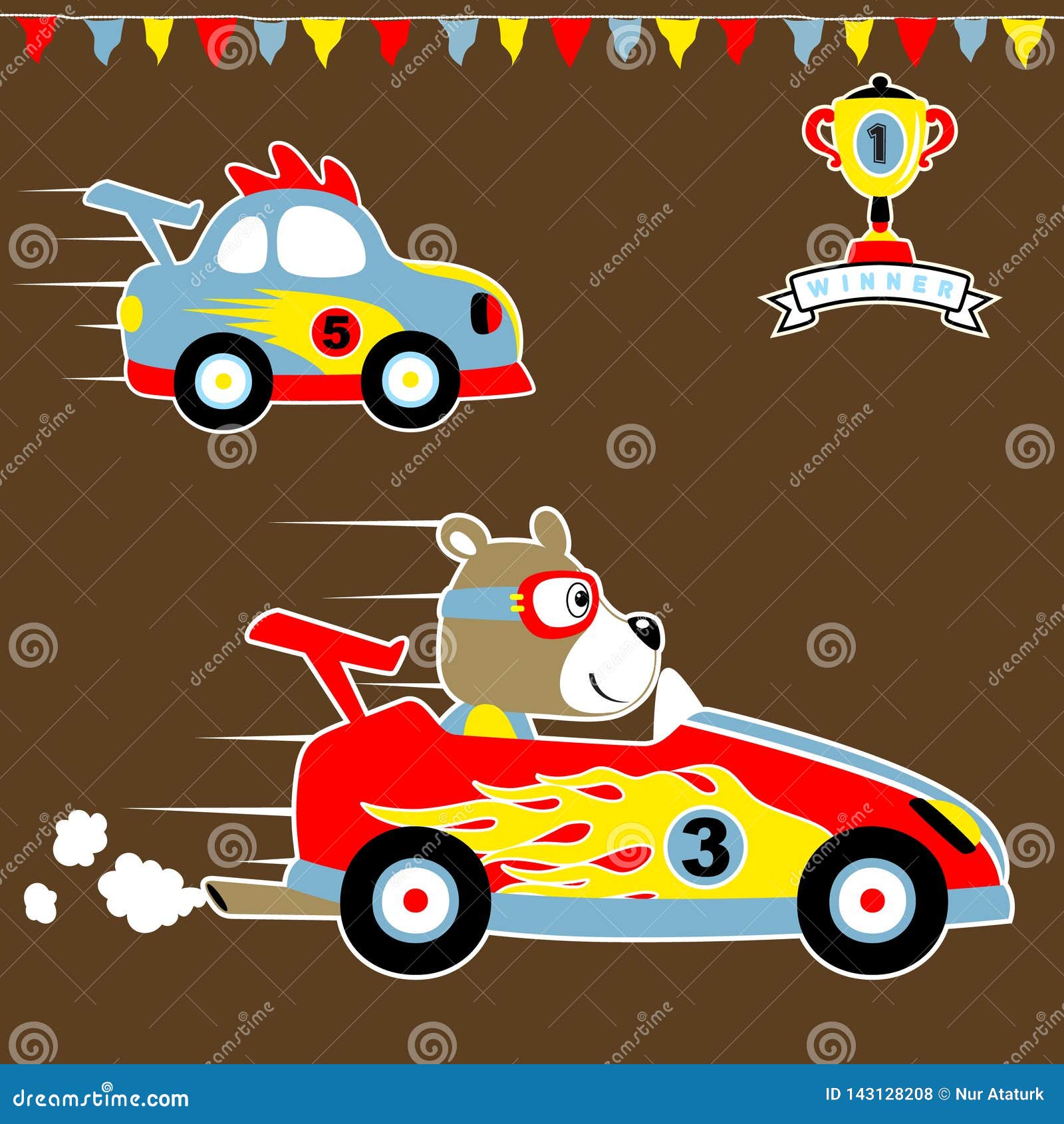 Car Racing Vector Cartoon Illustration Stock Vector - Illustration of ...