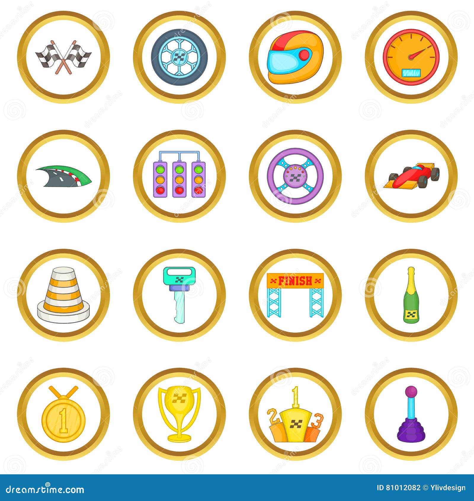 Car Racing Vector Set, Cartoon Style Stock Vector - Illustration of ...