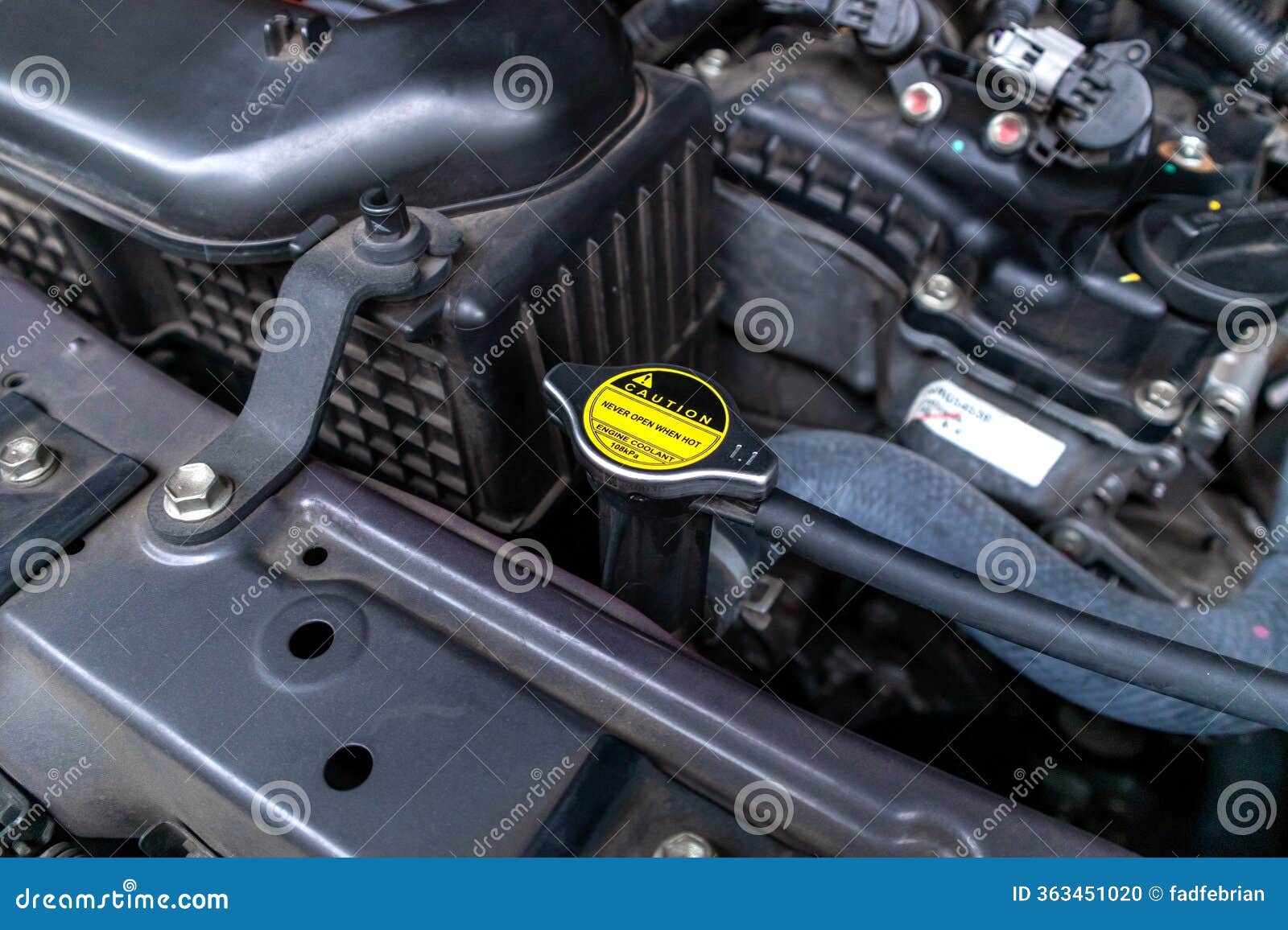 Car Radiator Cap With Warning Sign Royalty-Free Stock Photography ...
