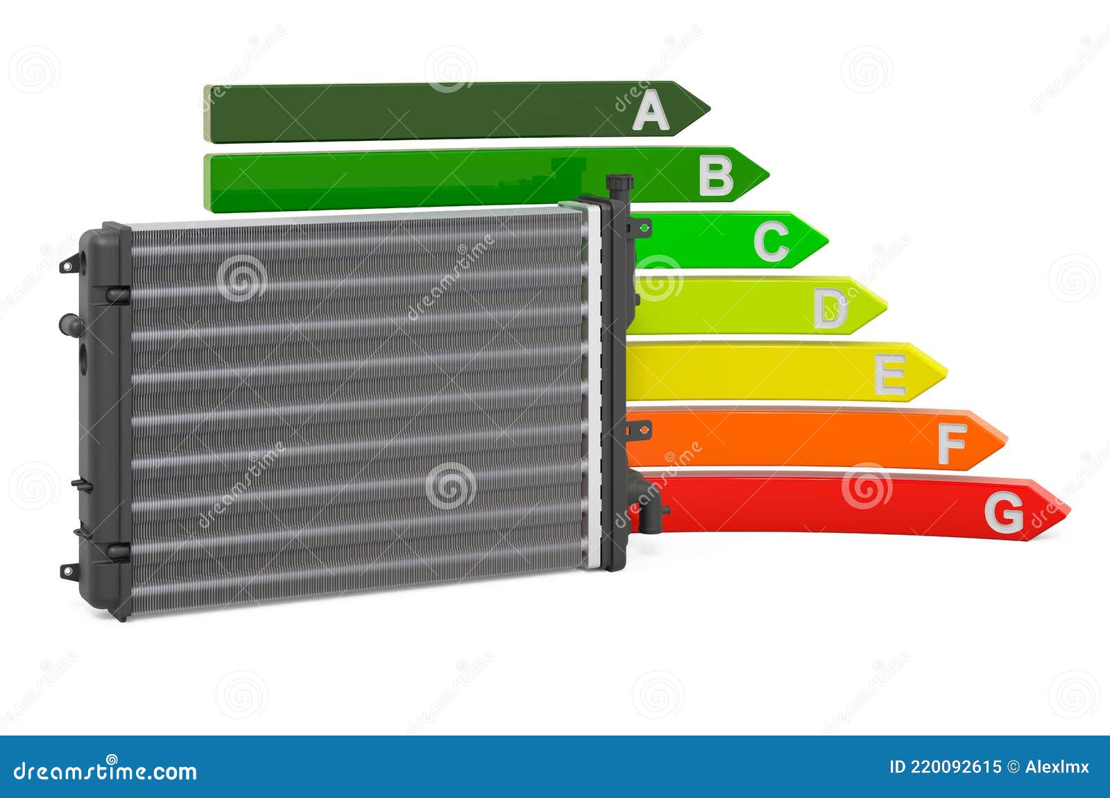 Car Radiator with Energy Efficiency Chart, 3D Rendering Stock ...