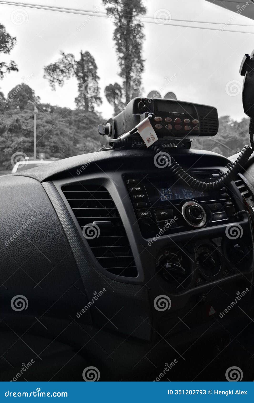In car radio on dashboard editorial stock photo. Image of communication ...