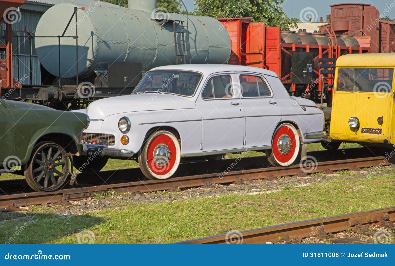 Car on the railway stock photo. Image of train, steam - 31811008