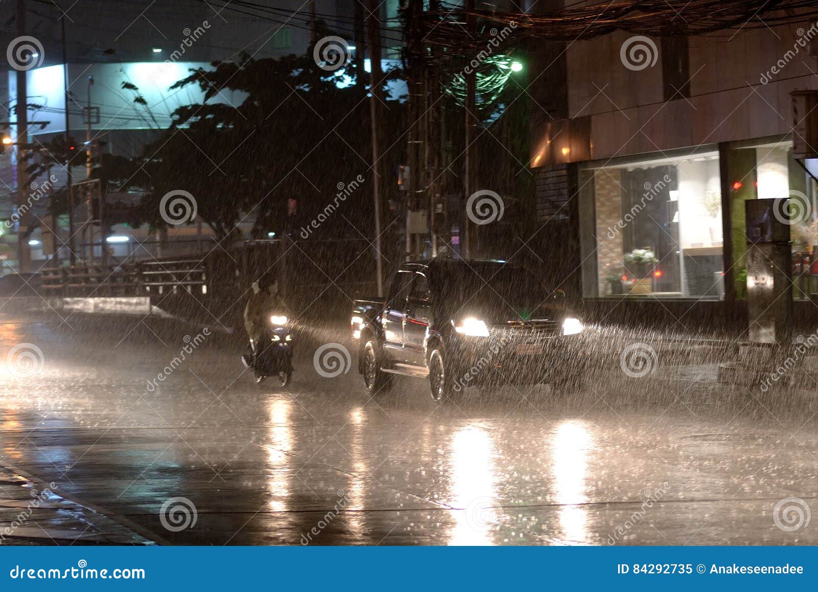 Car in rain stock image. Image of transportation, rain - 84292735
