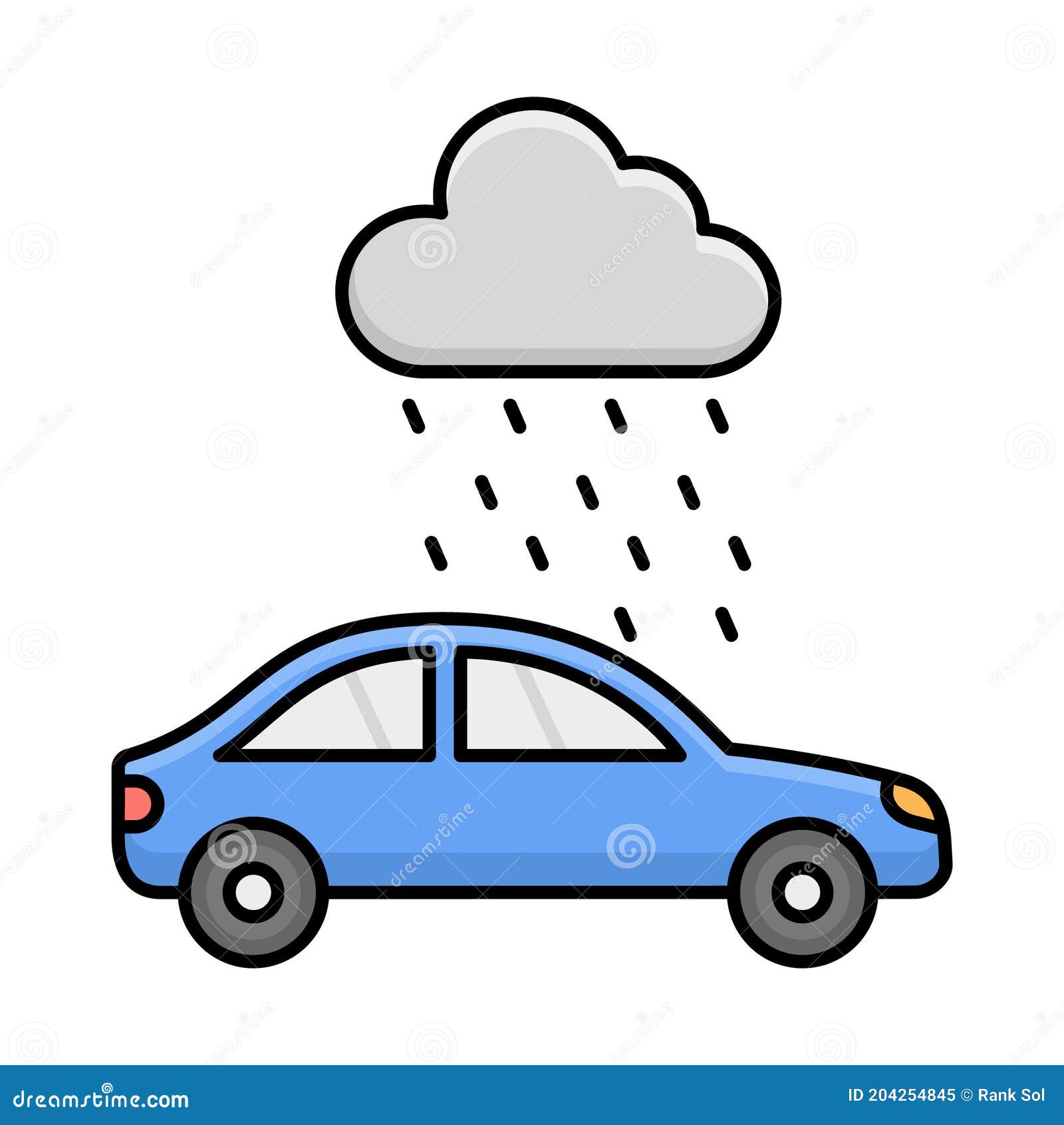 Car in Rain Isolated Vector Icon that Can Be Easily Modified or Edited ...