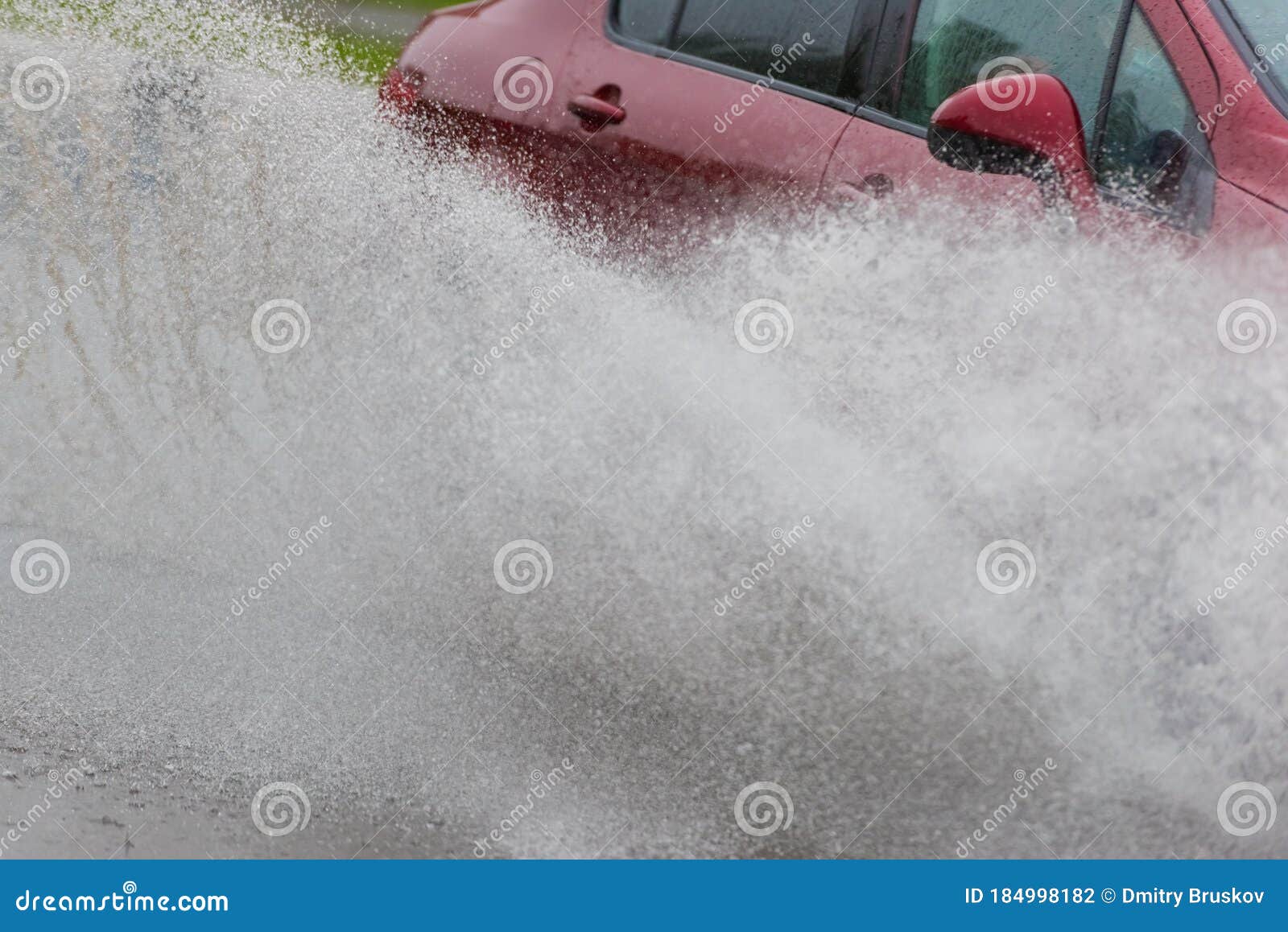 Car Rain Puddle Splashing Water Stock Photo - Image of flooded, speed ...