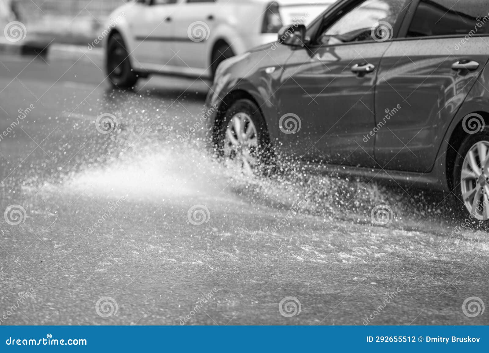 Car Rain Puddle Splashing Water Stock Photo - Image of flood, motion ...