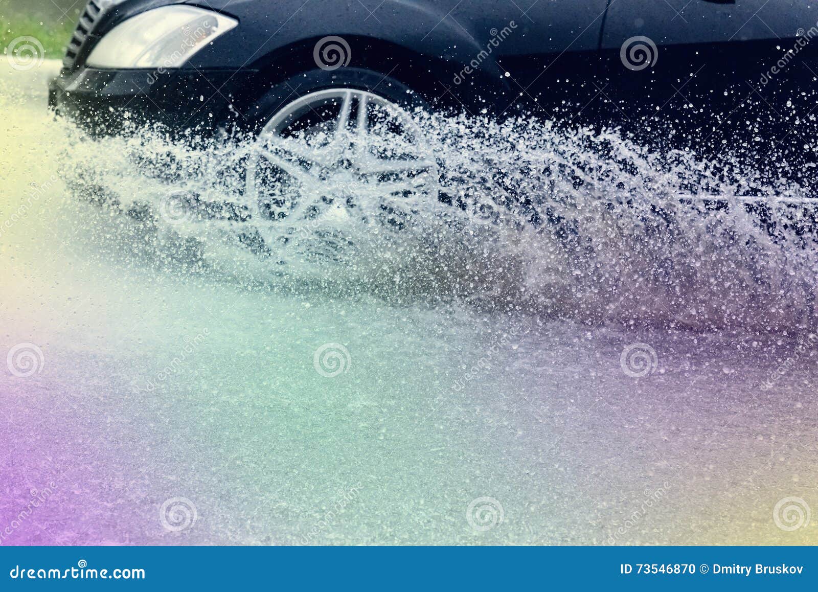 Car Rain Puddle Splashing Water Stock Photo - Image of dirty, danger ...