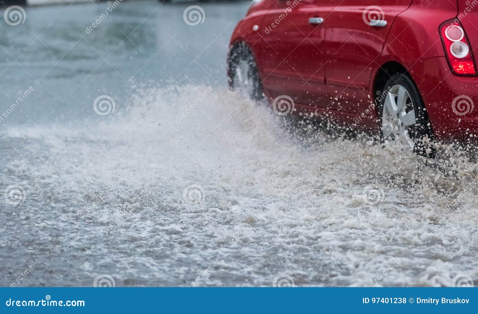Car Rain Puddle Splashing Water Stock Photo - Image of heavy, machine ...