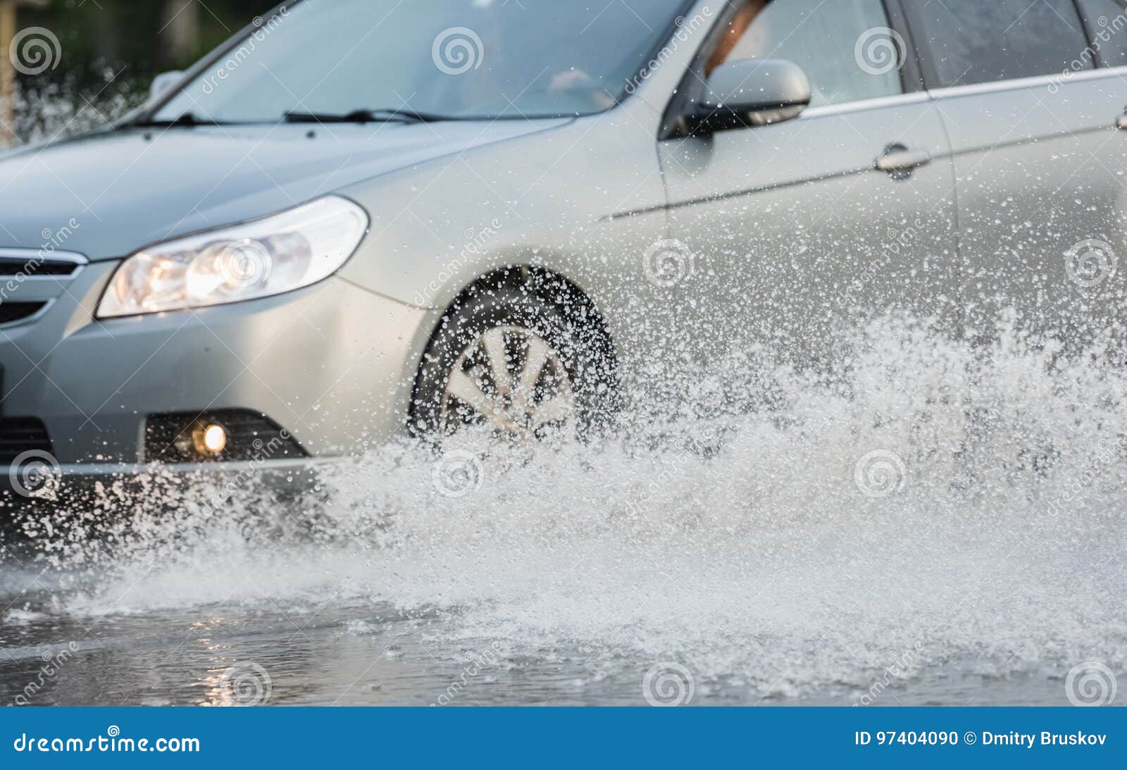 Car Rain Puddle Splashing Water Stock Photo - Image of driving, blur ...