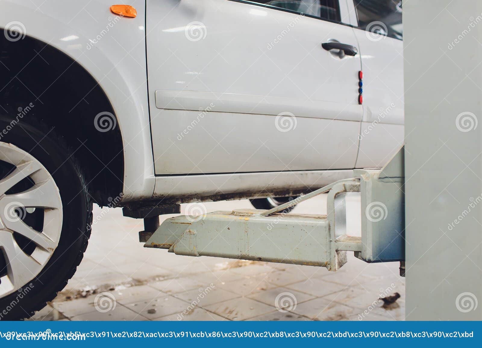 Car Raised on Car Lift in Autoservice Stock Image - Image of automotive ...