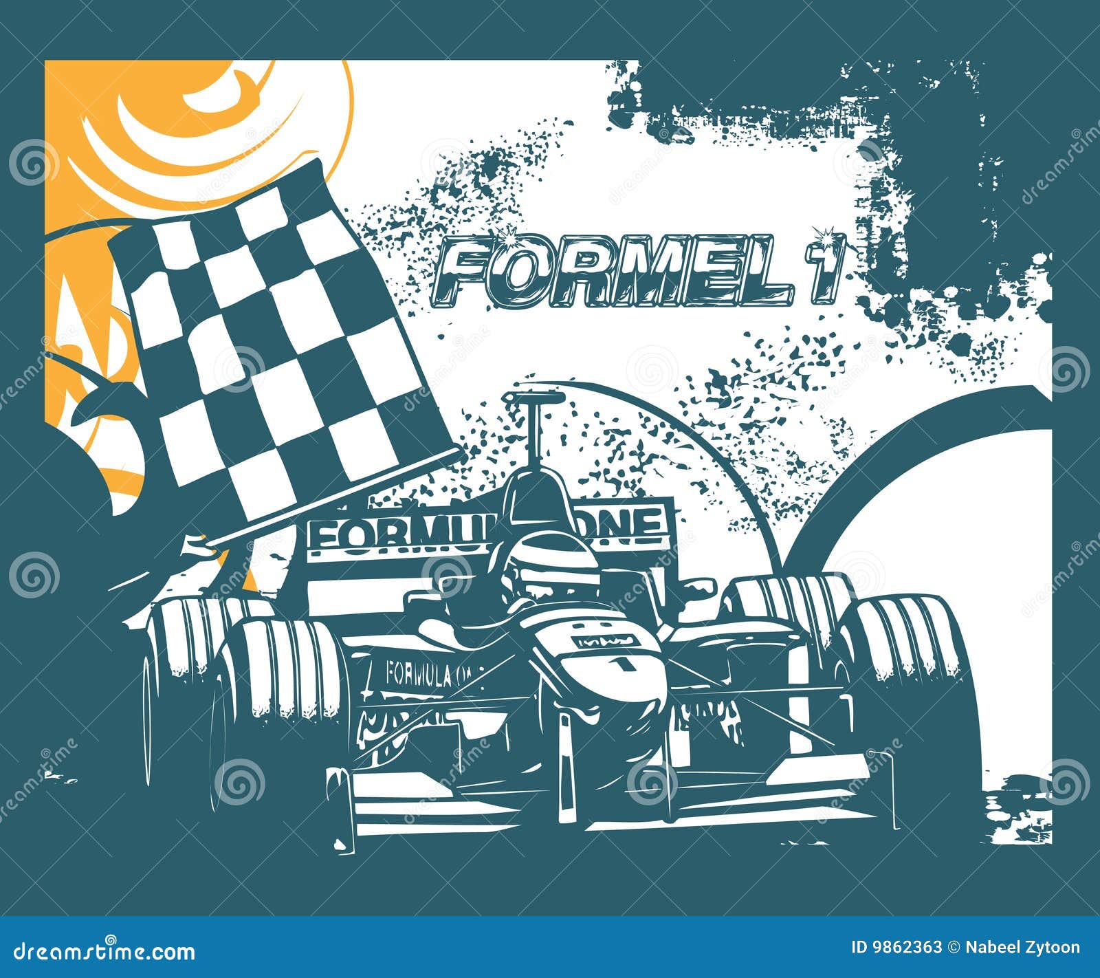 Car Rally stock vector. Illustration of chequered, line - 9862363