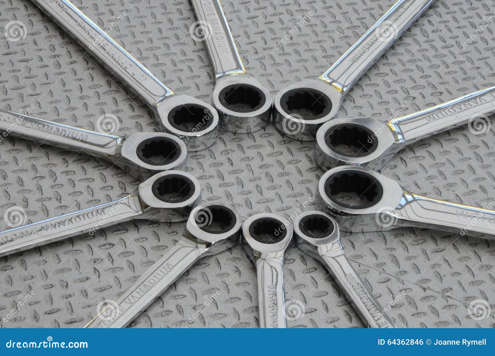 Car Ratchet Wrenches in a Circle Stock Photo - Image of spanner, tools ...